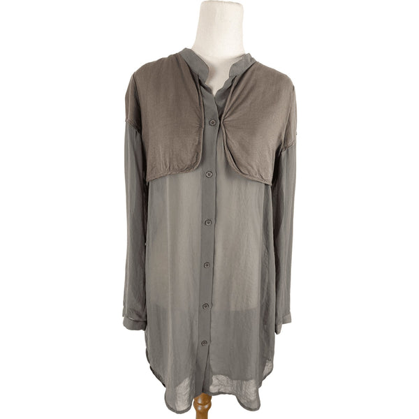Moochi longline sheer shirt | size 8 – the thrift store